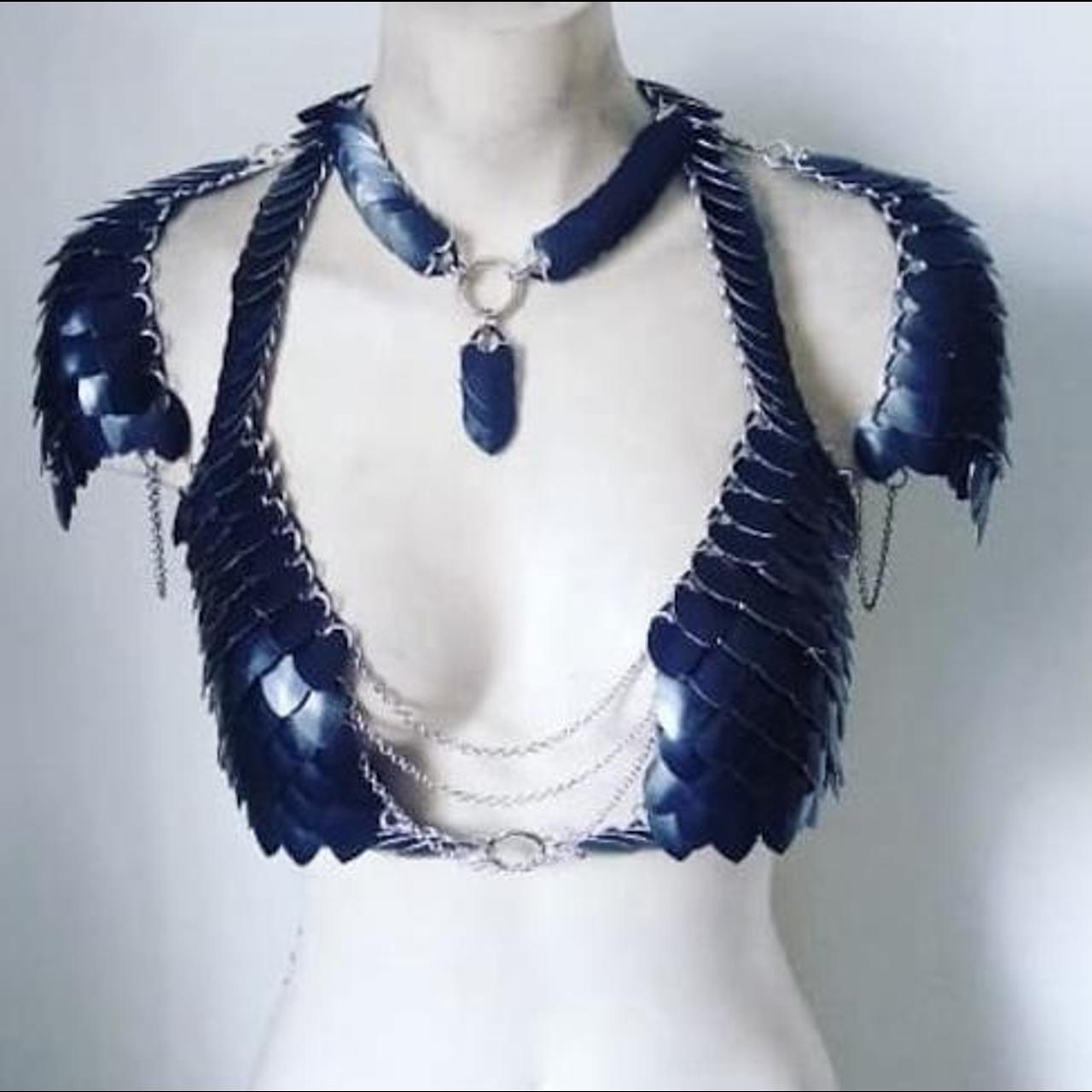 Syntheticdaisy scalemail Bikini Top and shoulders... - Depop