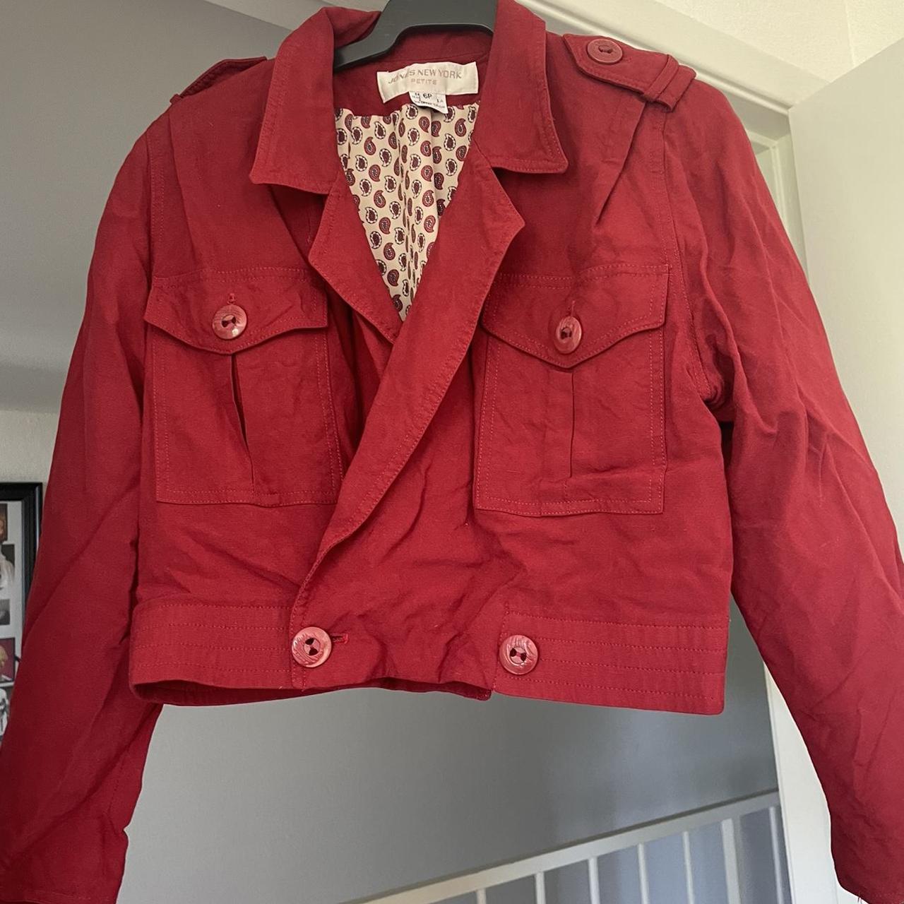 red cropped blazer - Depop