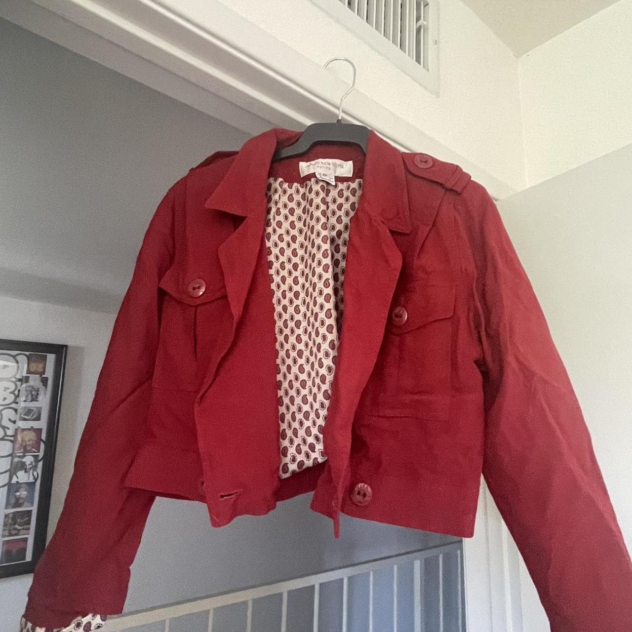 red cropped blazer - Depop