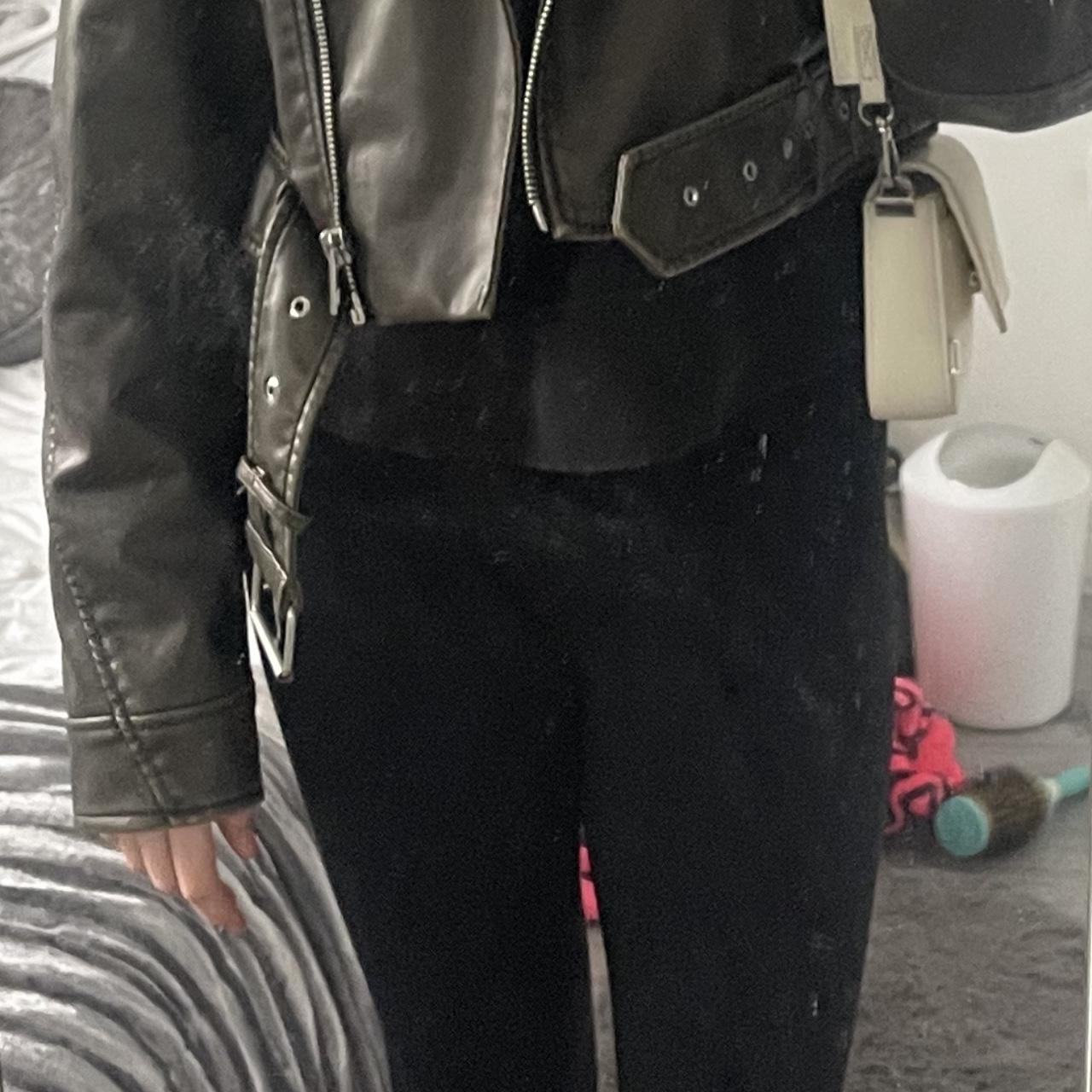 Molly bae Zara green leather bomber jacket, perfect... - Depop