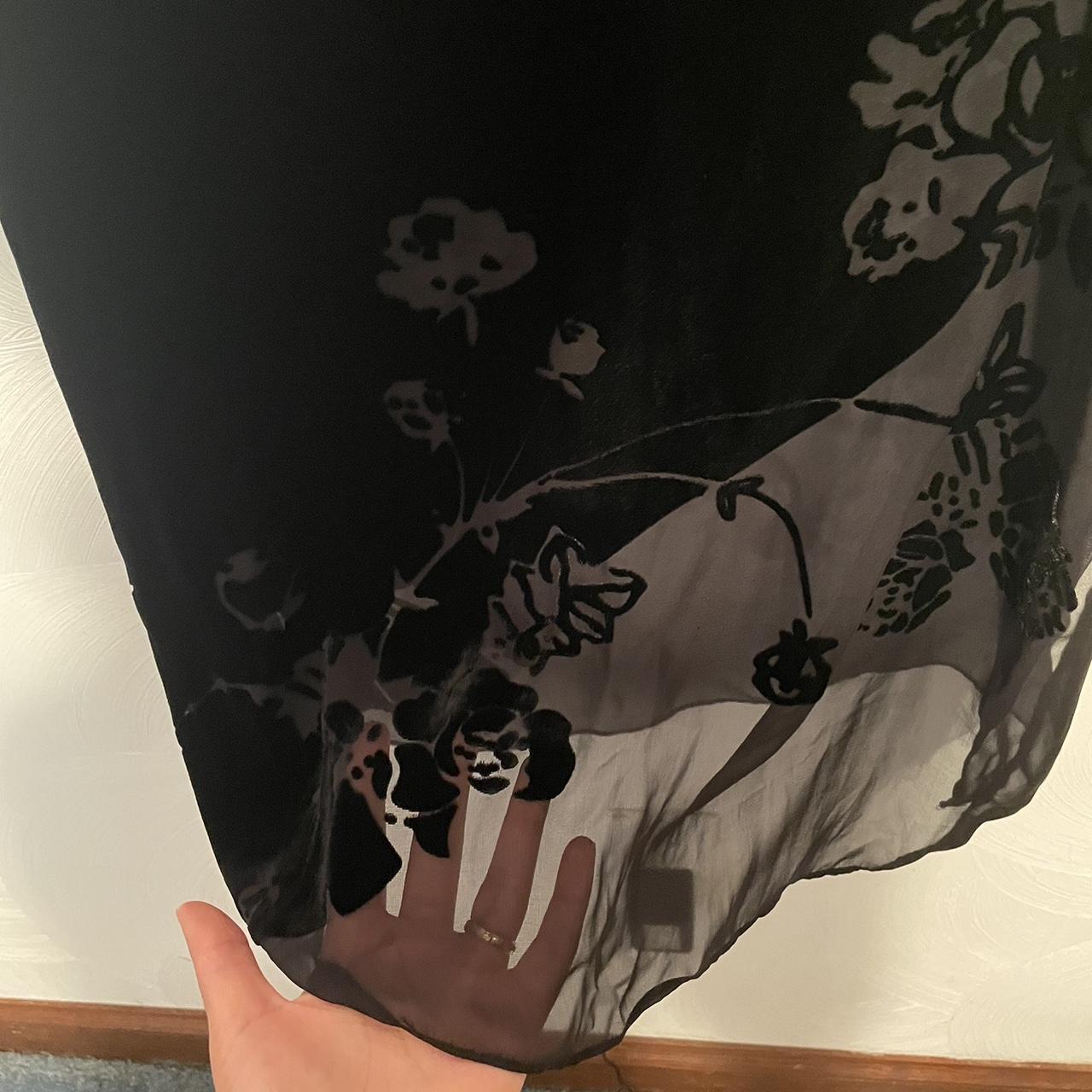 Vintage Kelly and Diane Black Velvet Burnout Floral... - Depop