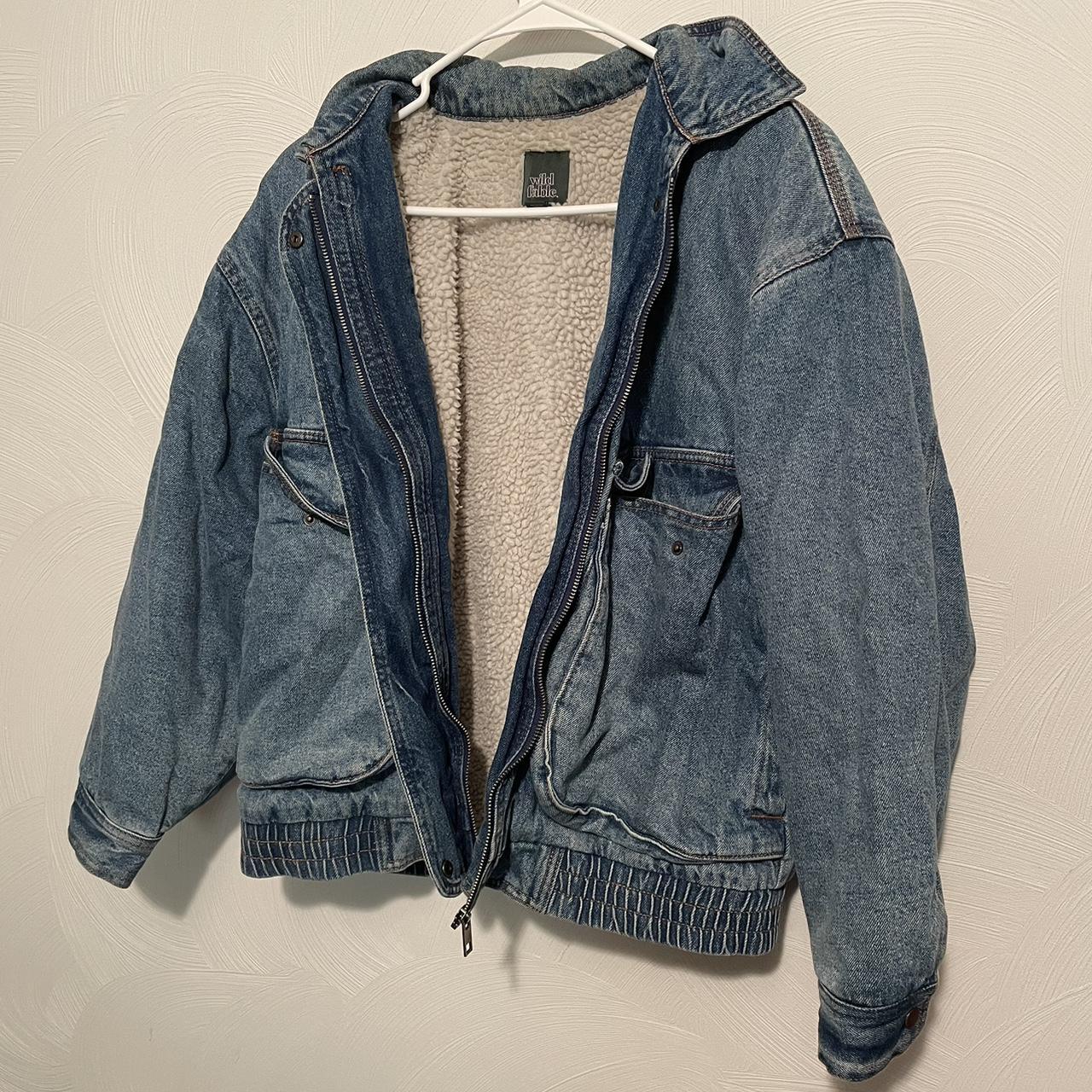 Wild Fable denim jacket with Sherpa lining. Two huge... - Depop