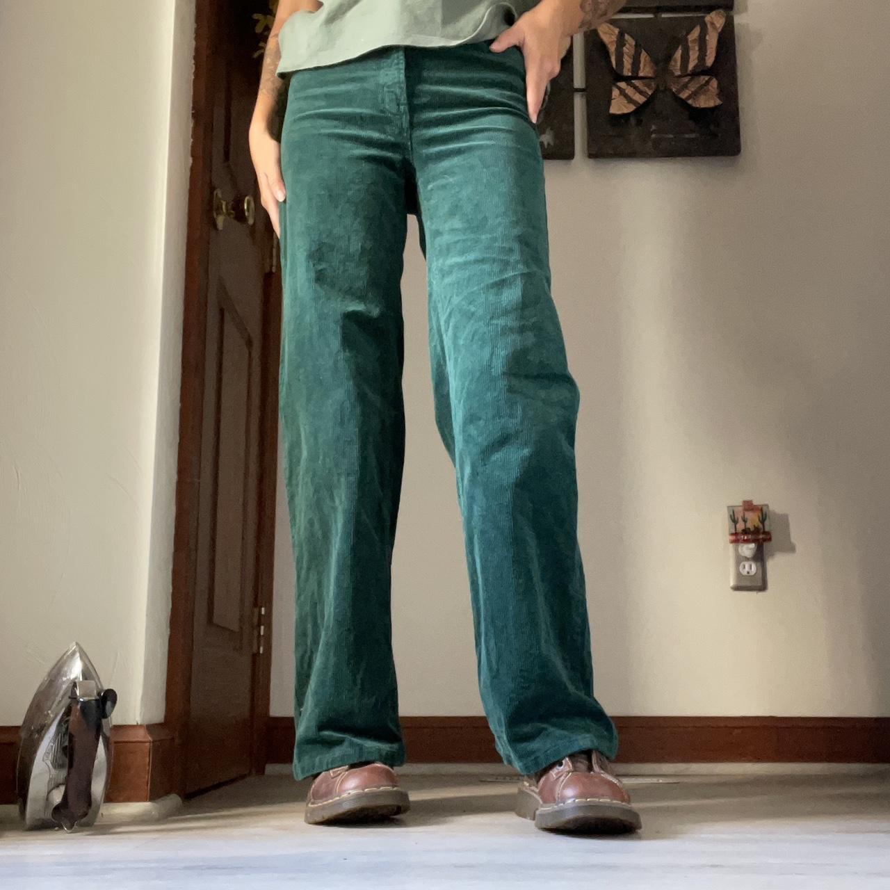 Green High Waisted Corduroy Pants Size:... - Depop