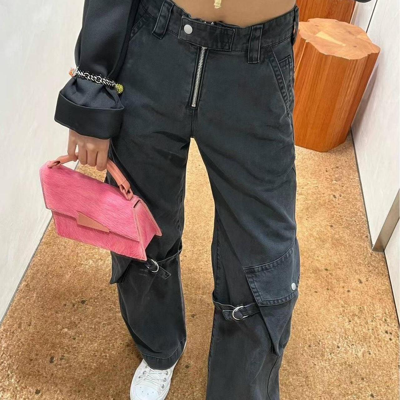 Acne studio strap black cargo pants, size 34 - Depop