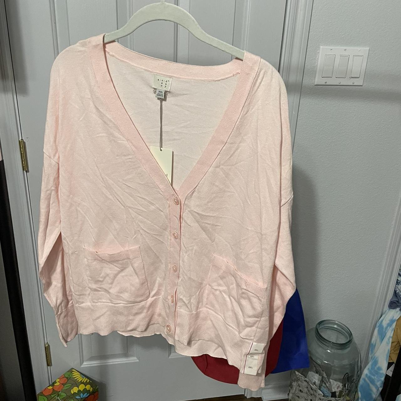 A new day pink button up sweater. Size XXL - Depop