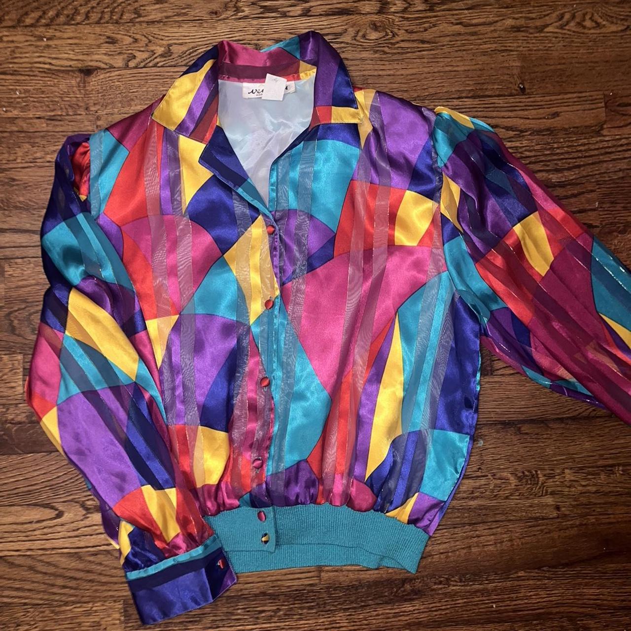80s Vibe Colorful Anastasia Blouse - Depop