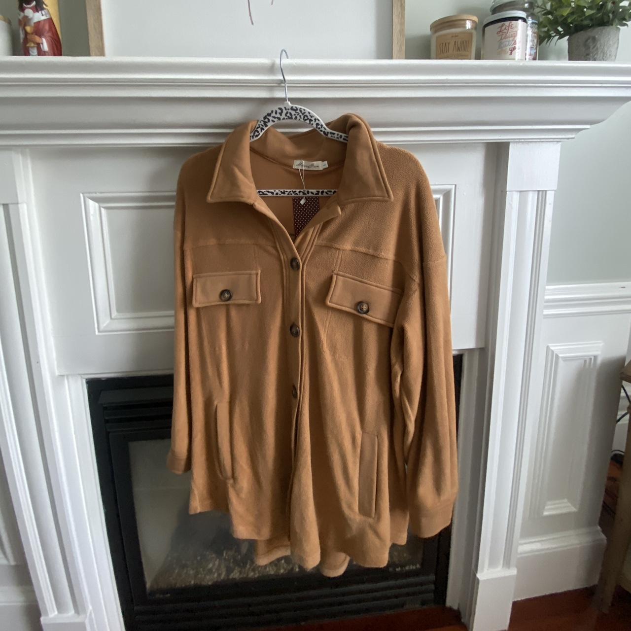 New with tags! Fleece tan shacket. Very cozy, feels... - Depop