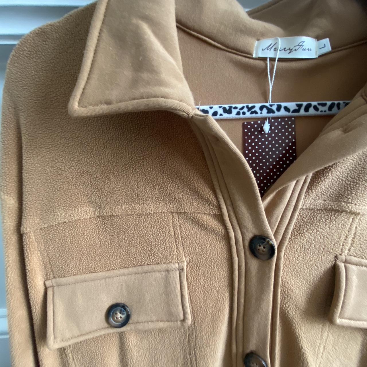 New with tags! Fleece tan shacket. Very cozy, feels... - Depop