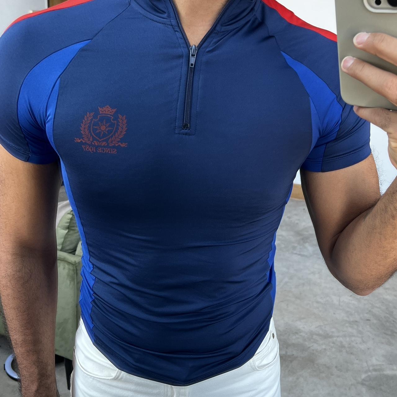 ASOS Design Men's Blue and Red Polo-shirts | Depop