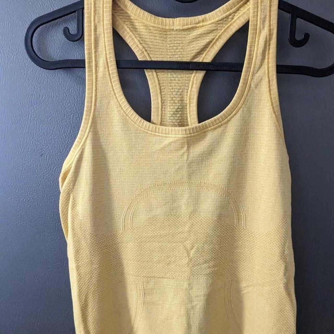 yellow swiftly tech Lululemon top size 4 us fits... - Depop