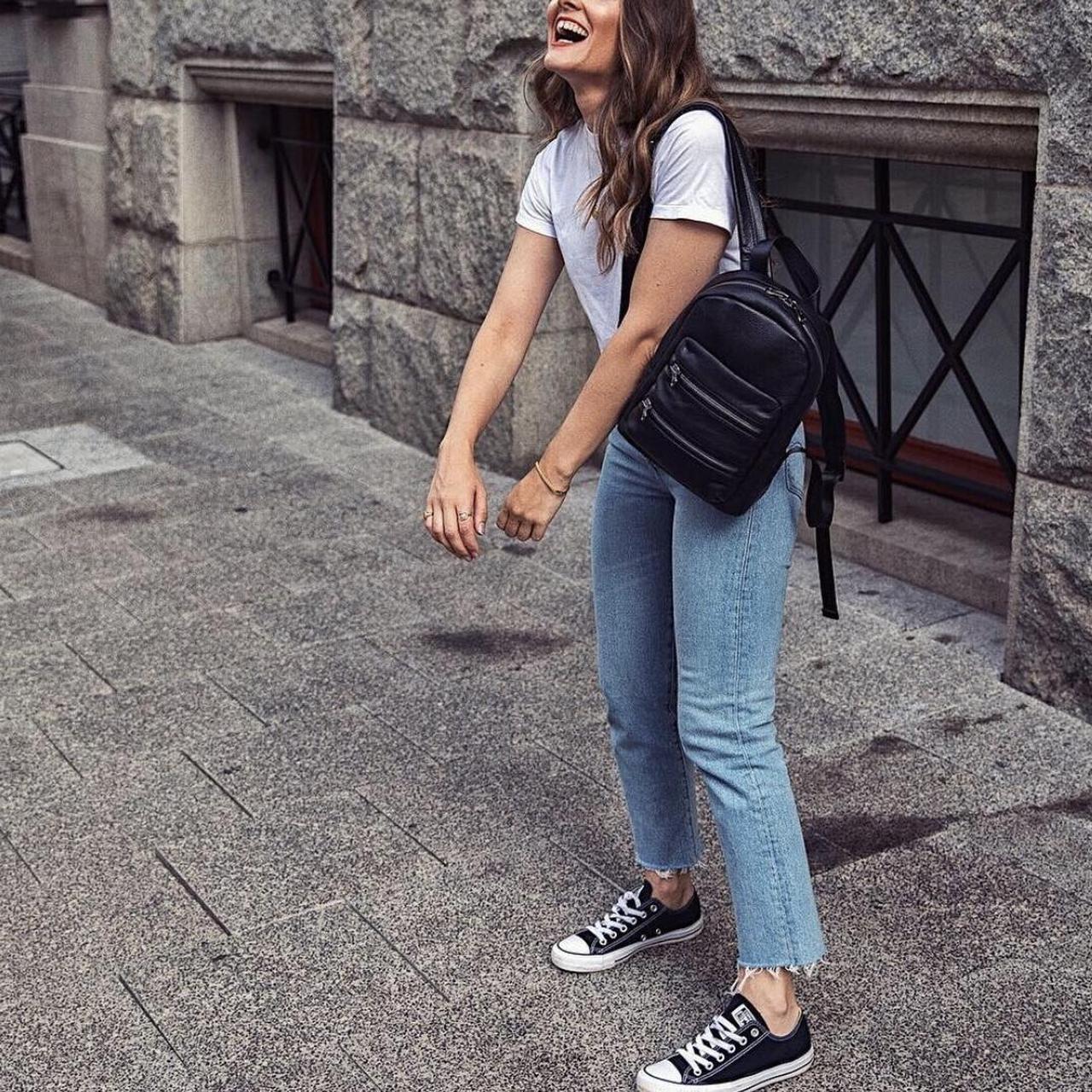 Status Anxiety black leather backpack used once. Has... - Depop