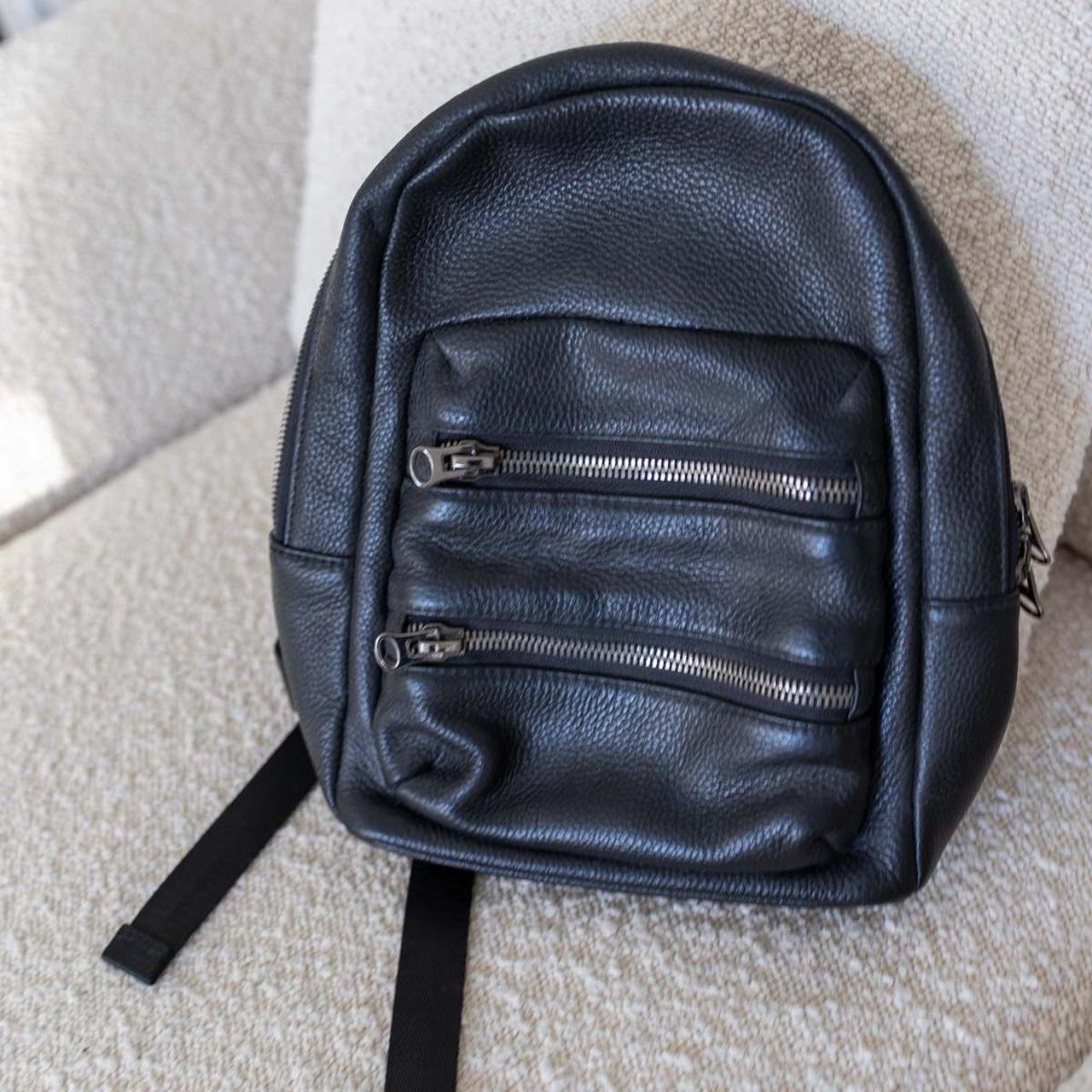 Status Anxiety black leather backpack used once. Has... - Depop