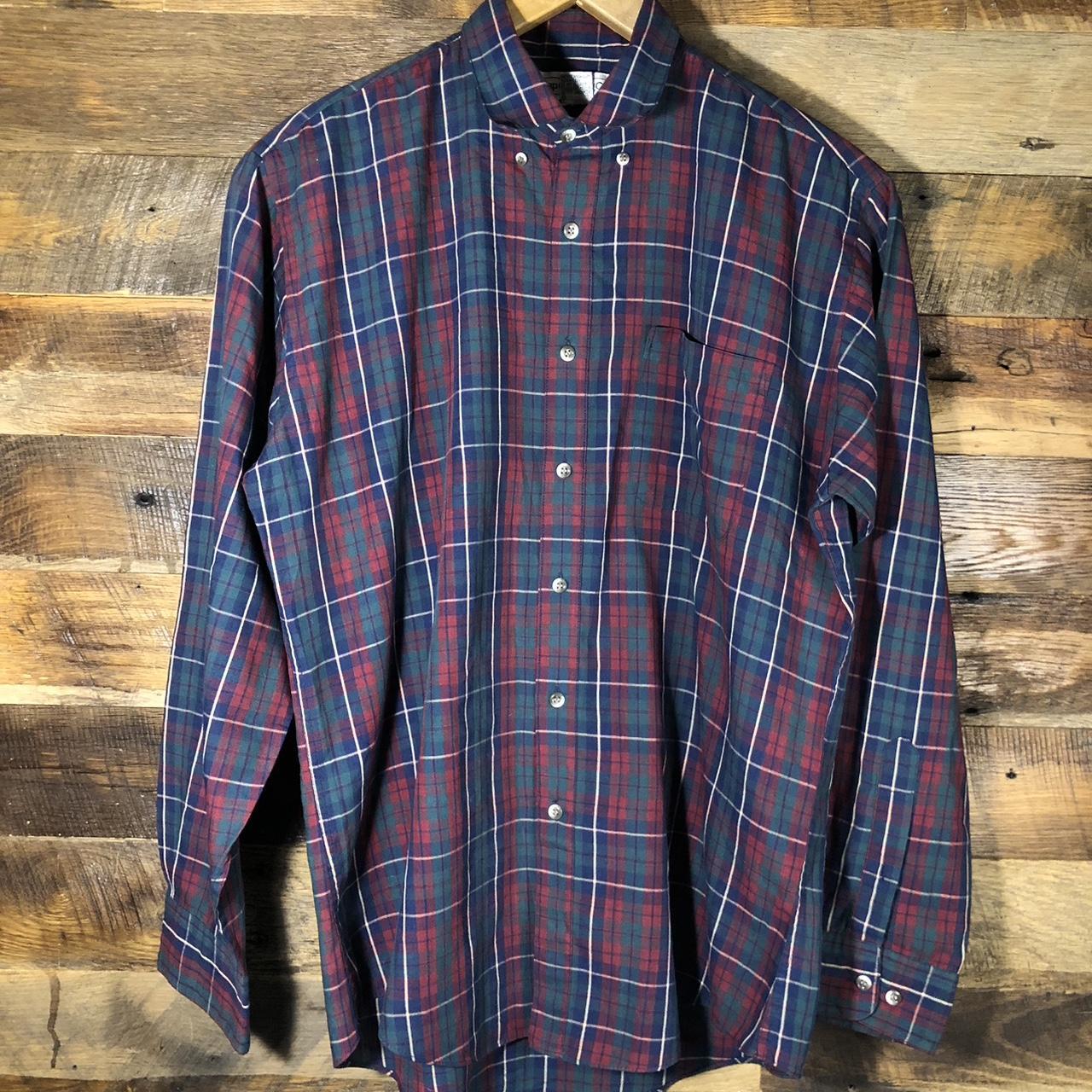 80s Gap Long Sleeve Plaid button-up Shirt Size:... - Depop