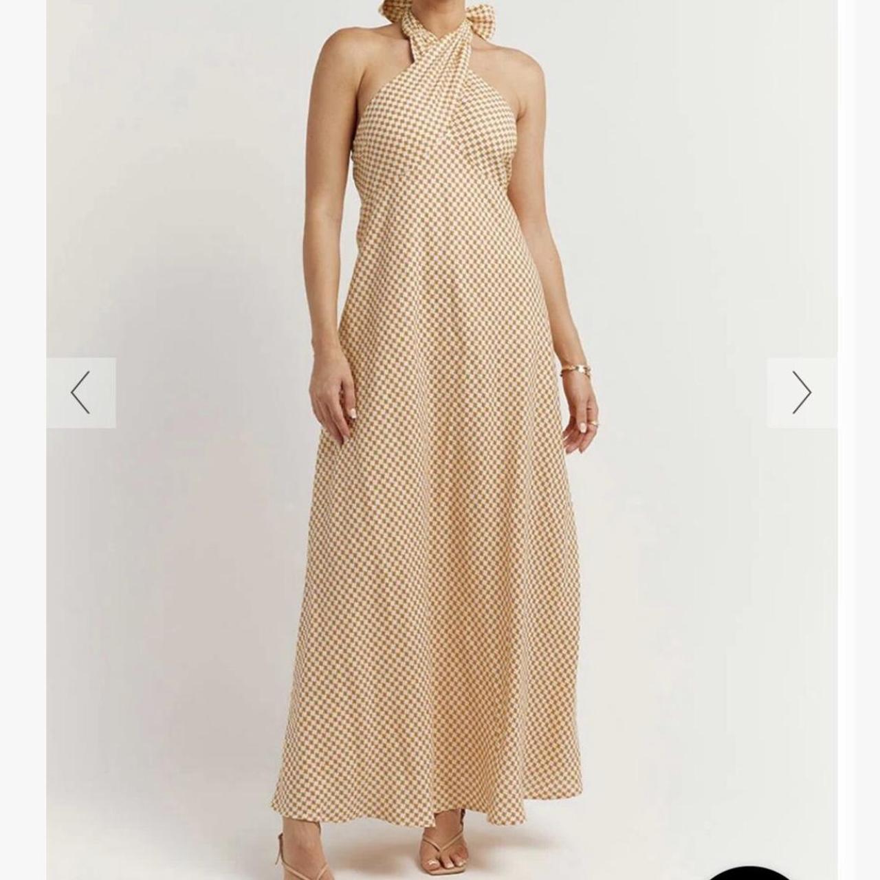 DISSH Gaia Mango Geo cross halter dress in orange... - Depop