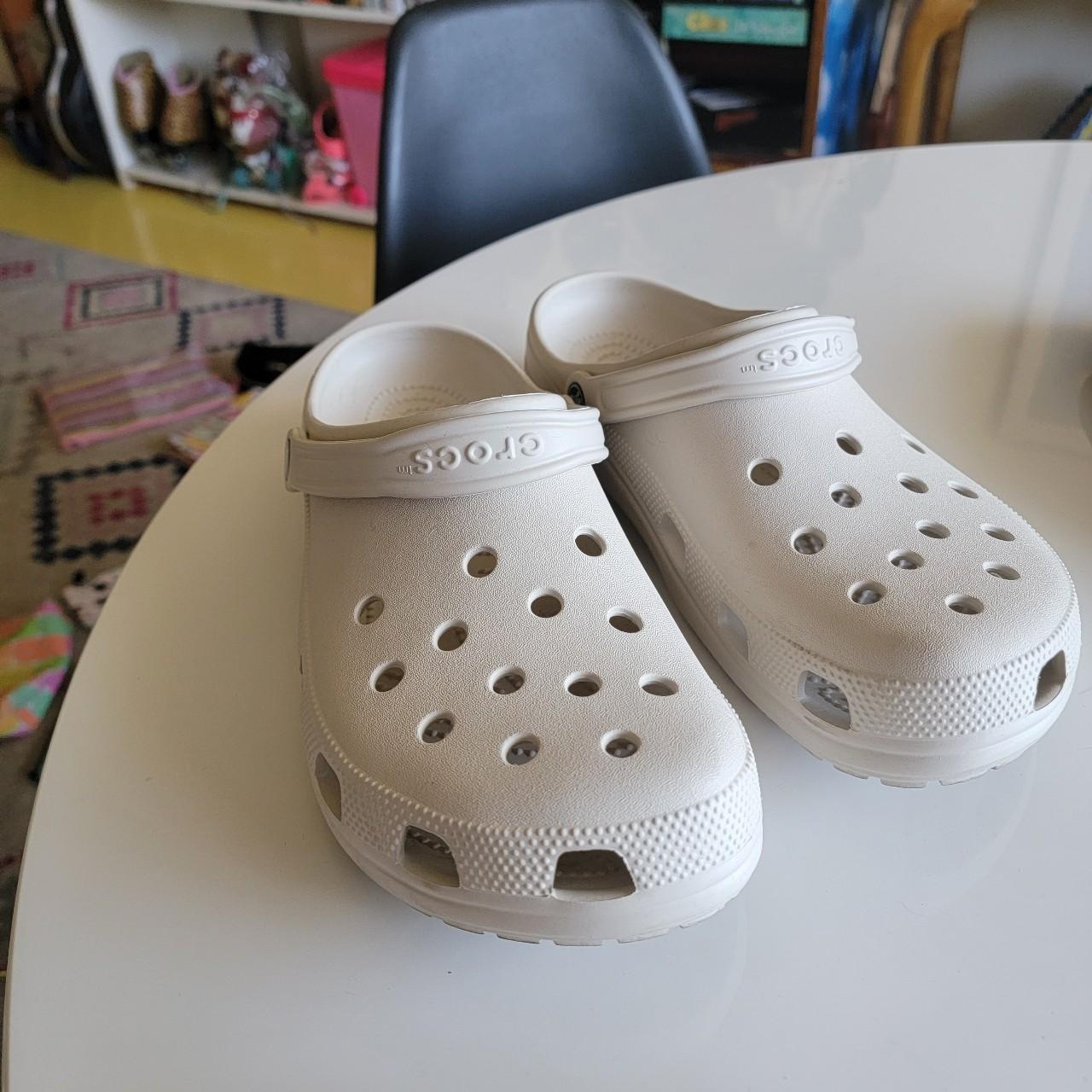 Men's Size 13 white classic Crocs, they have been... - Depop