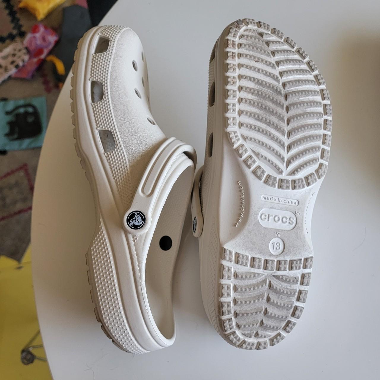 Men's Size 13 white classic Crocs, they have been... - Depop