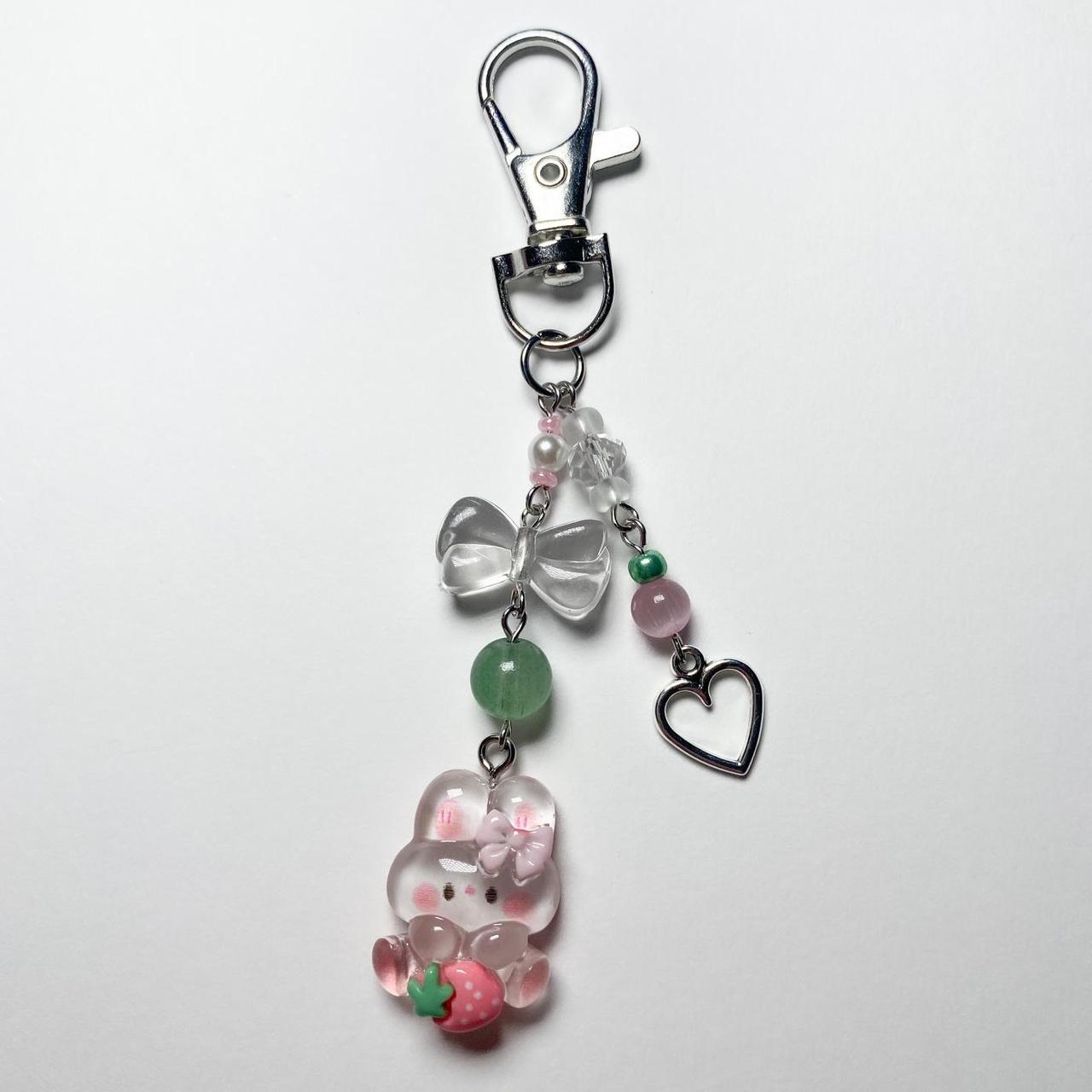 strawberry bunny keychain!!!💞🐇🍓🌱 handmade with... - Depop