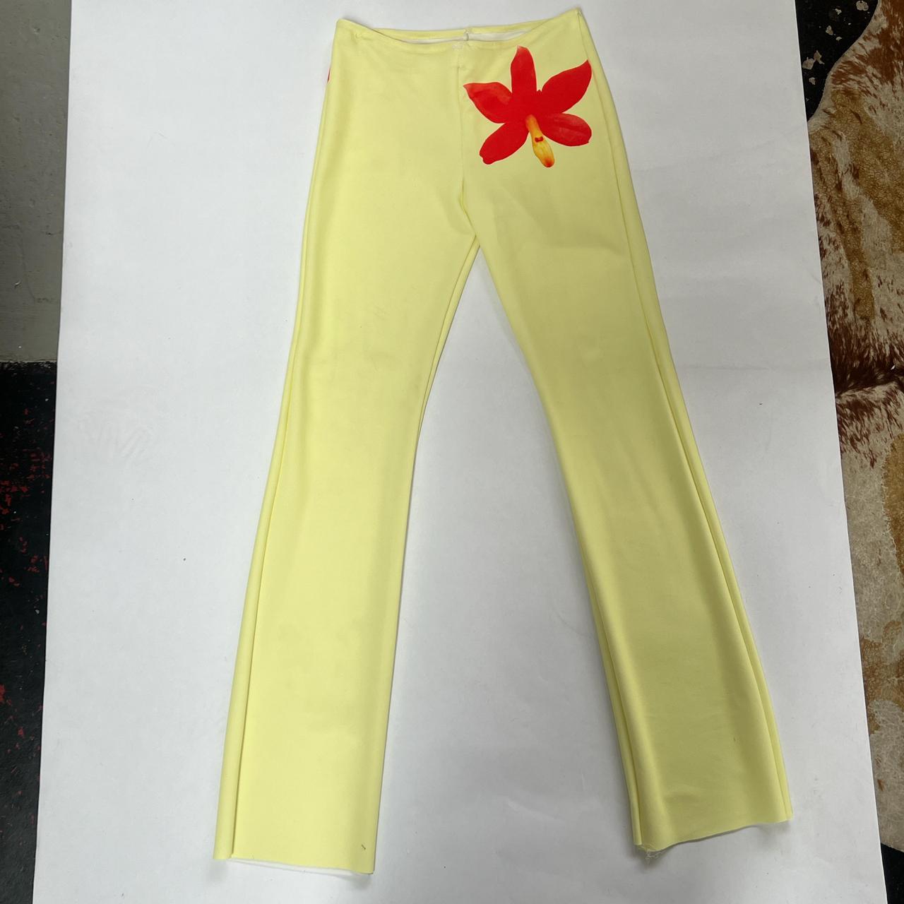 Yellow orchid trousers sample. There’s a pull in the... - Depop
