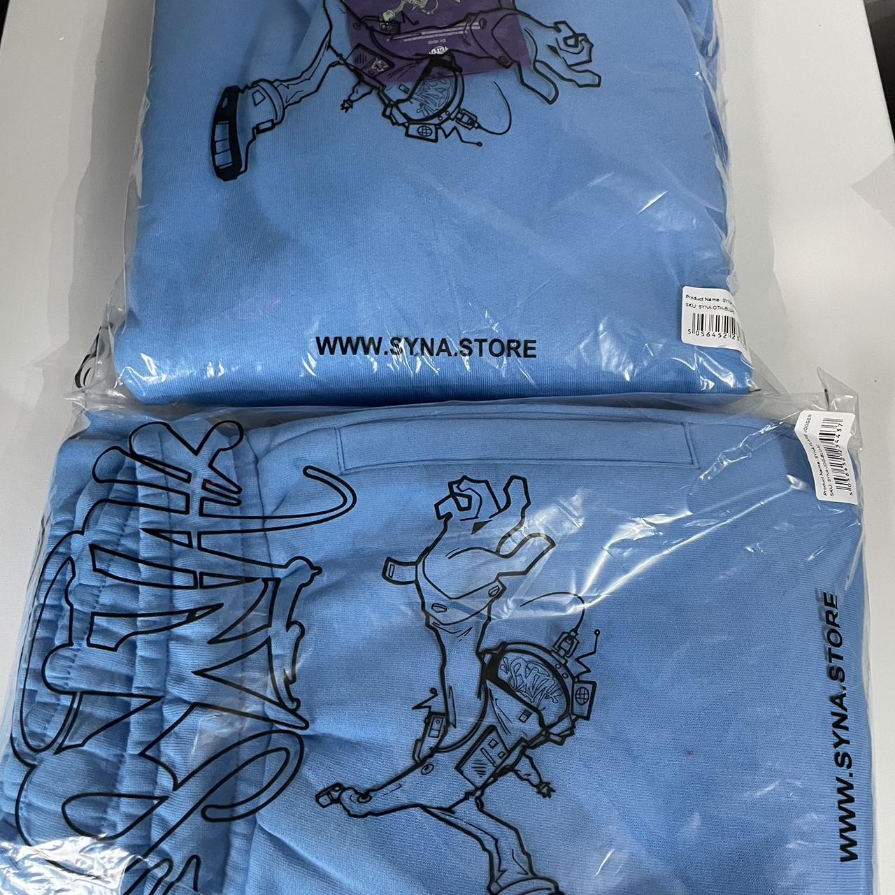 3 x Syna World Logo Tracksuit - Central Cee - Blue -... - Depop