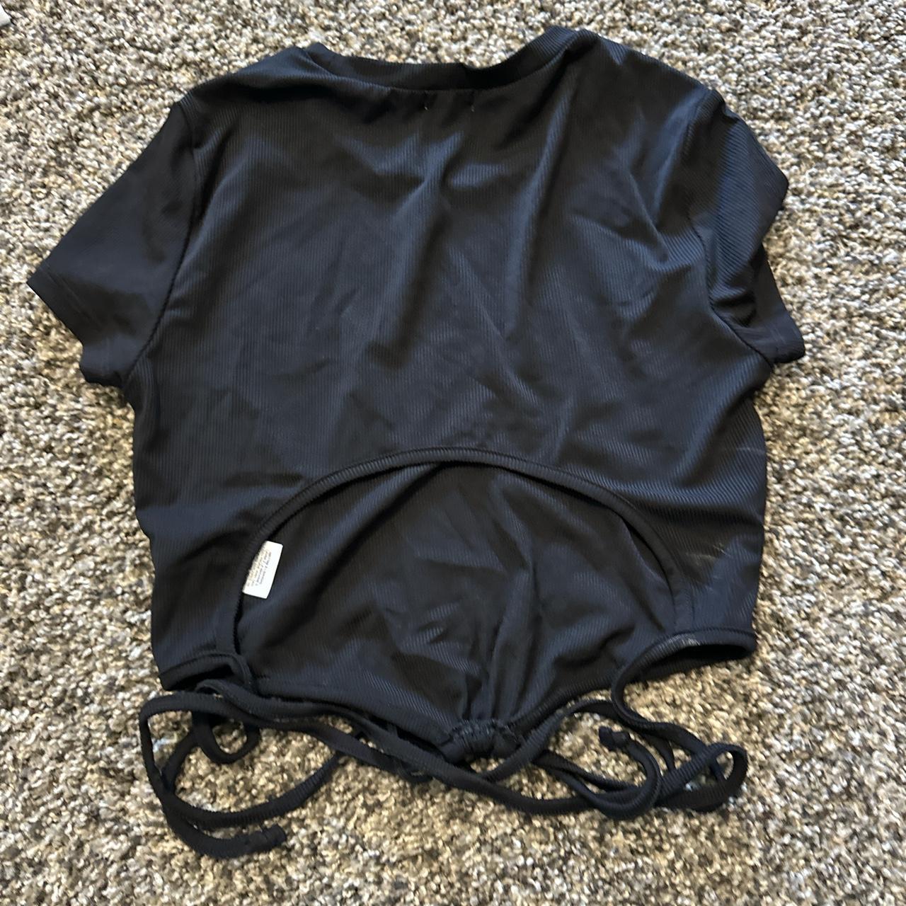 Backless black crop top with strings on the bottom.... - Depop