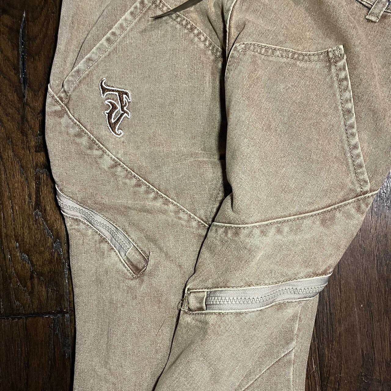 faded, tan zipper pants #y2k #pants - Depop