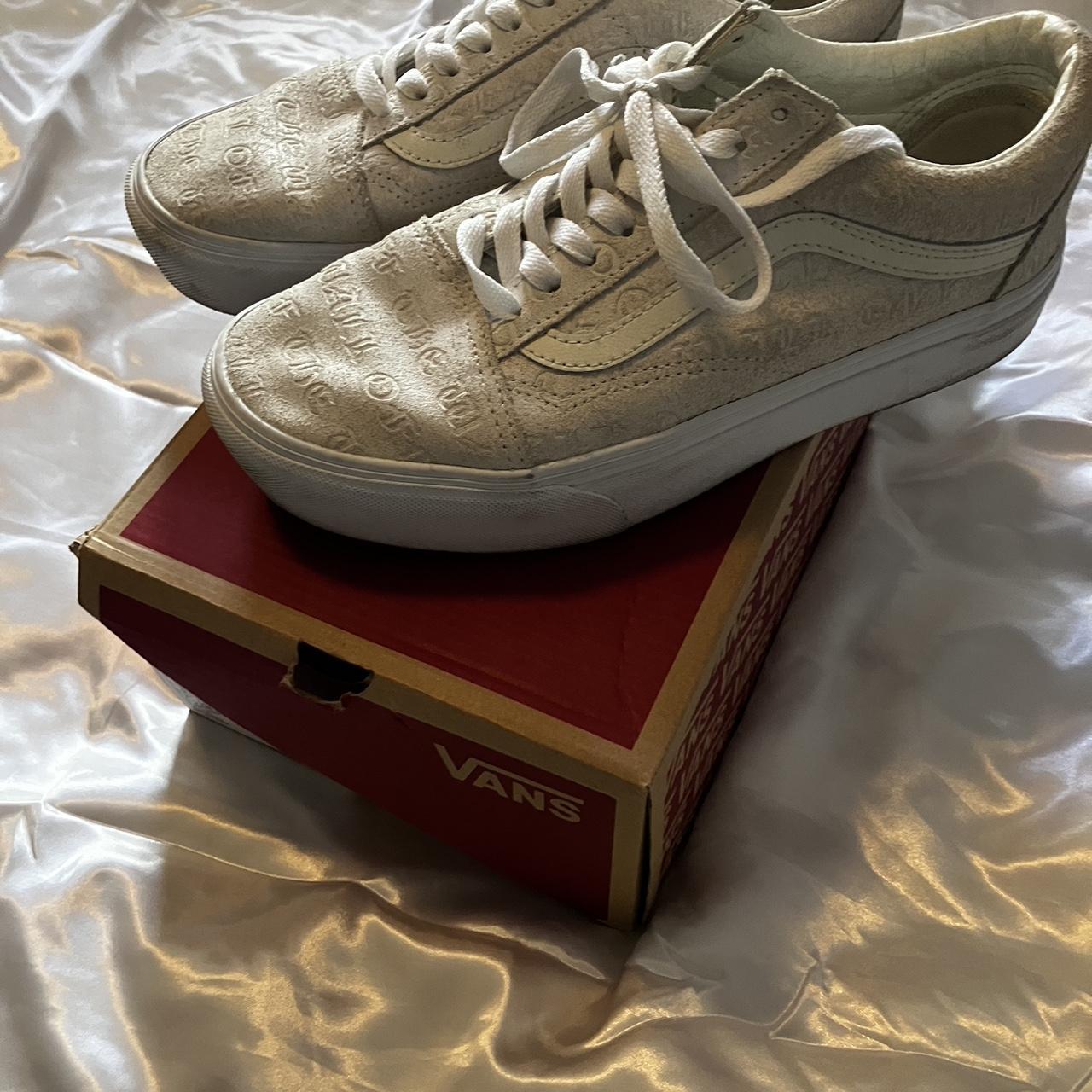 Old Skool Platform Vans! Cream Suede Platform Vans... - Depop
