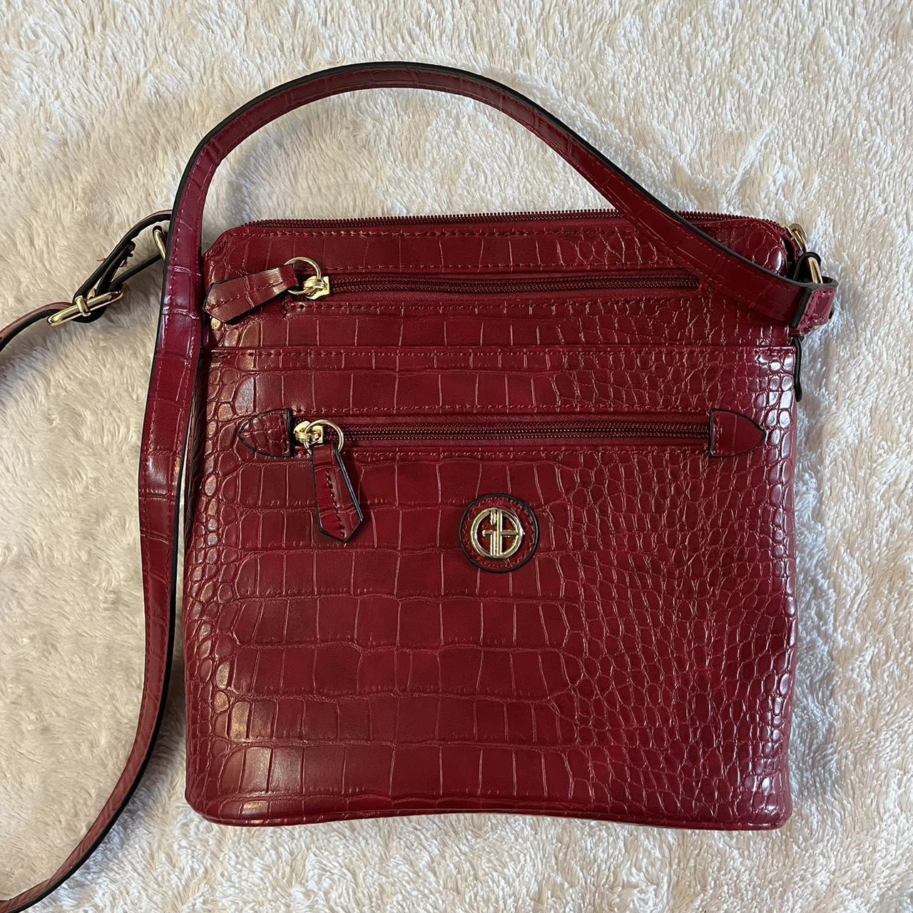 Giani Bernini red leather crossbody bag #leatherbag... - Depop