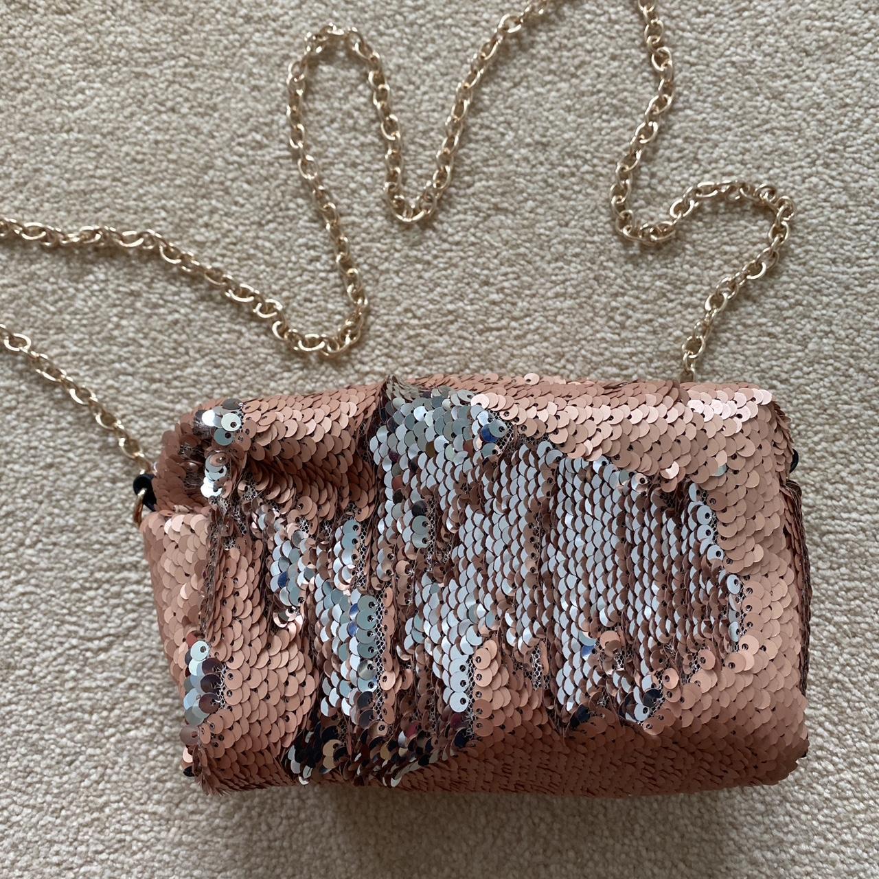 Silver & rose gold reversible sequin bag Never used... - Depop