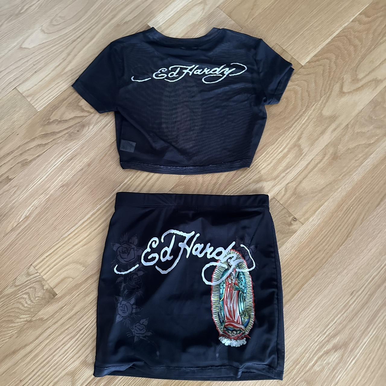 2 piece Ed Hardy set - skirt and top #y2k mesh brand... - Depop