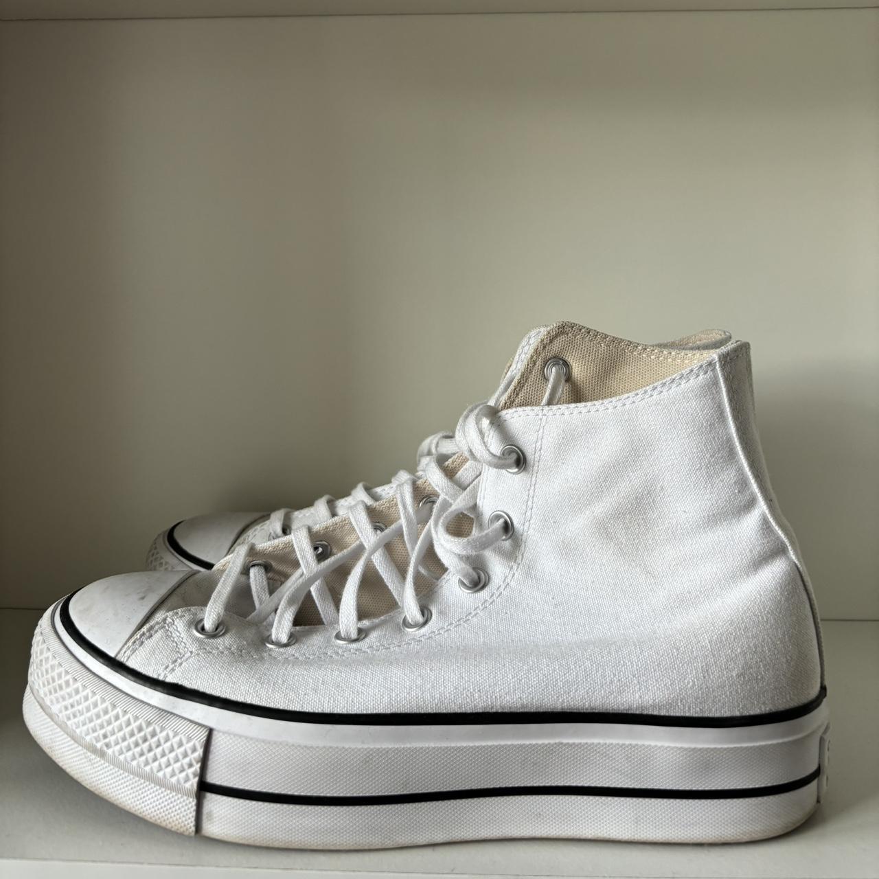 Worn White Platform Converse Size: 10 Women’s 8... - Depop