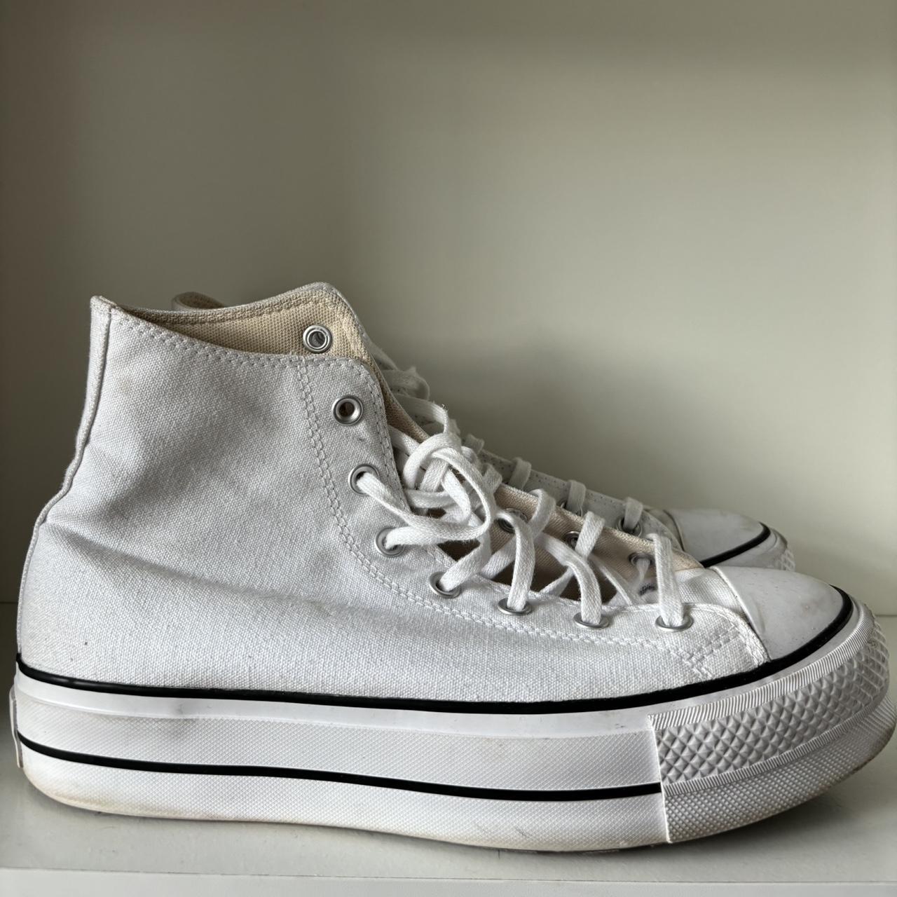 Worn White Platform Converse Size: 10 Women’s 8... - Depop