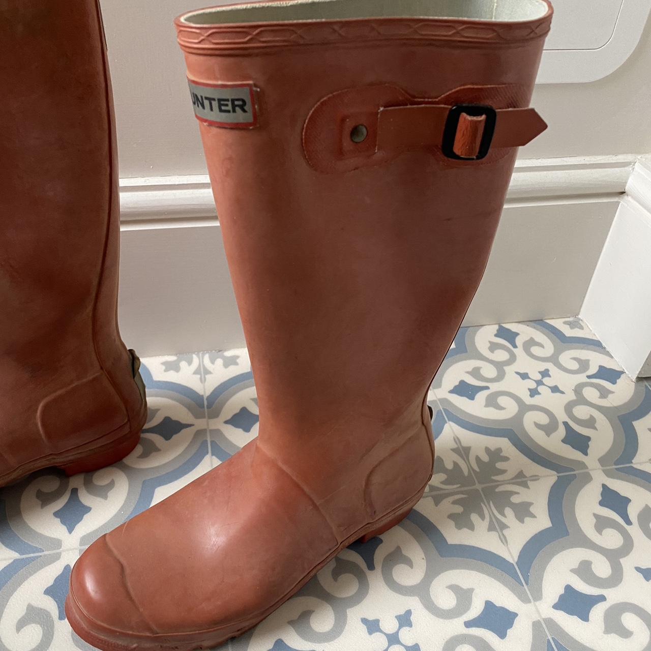 Authentic Hunter Wellies Size 5, red Barely worn,... - Depop