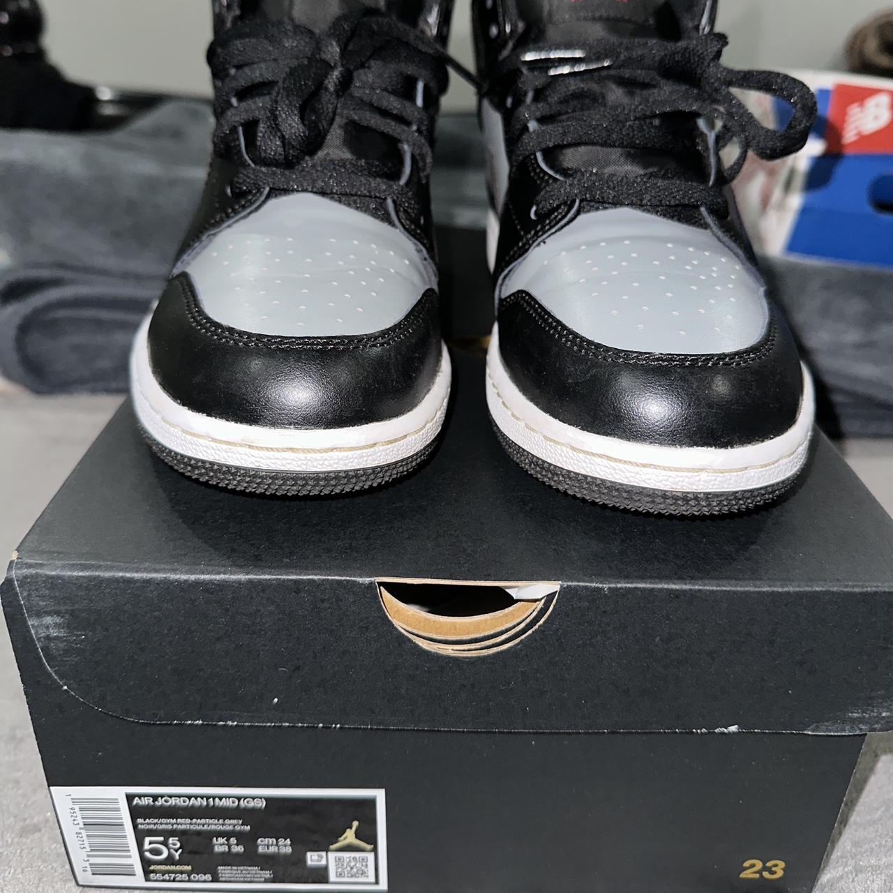 Air Jordan 1 Mid Grey, black and Red Like new,... - Depop