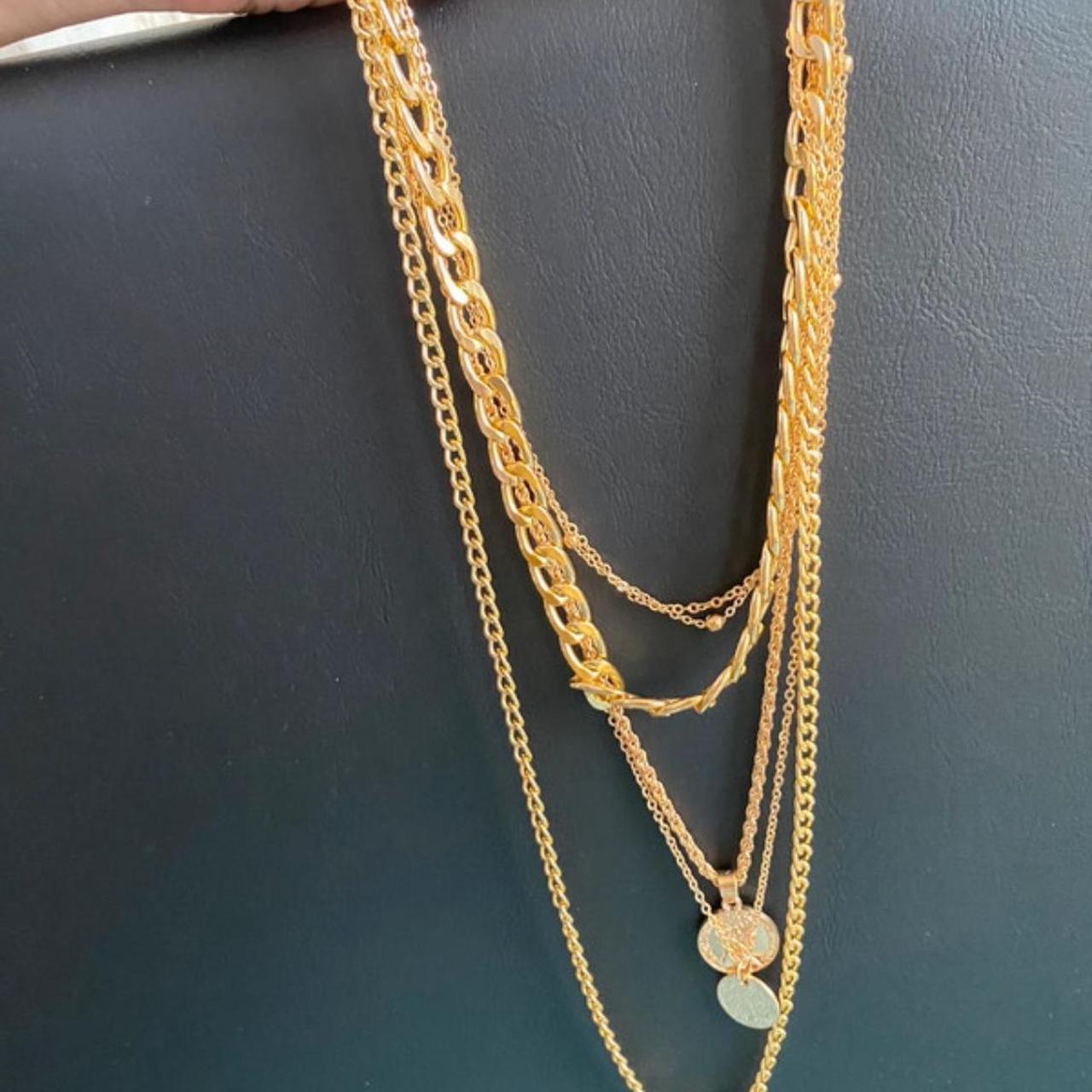 Gold tone stacked necklace #jewellery - Depop