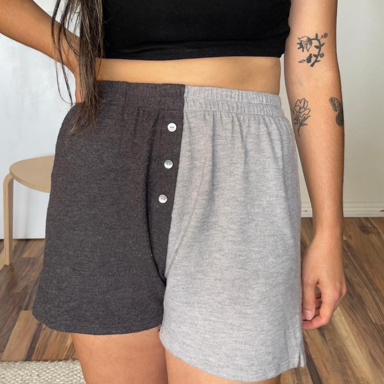 Small gray contrast cashmere Donni boxer shorts.... - Depop