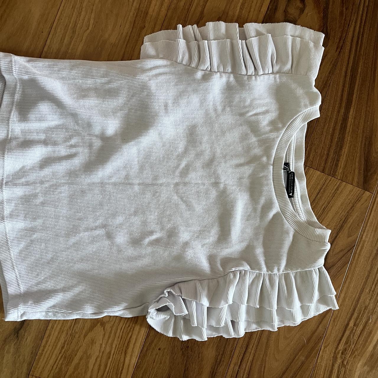 Zara White ruffle top - Depop