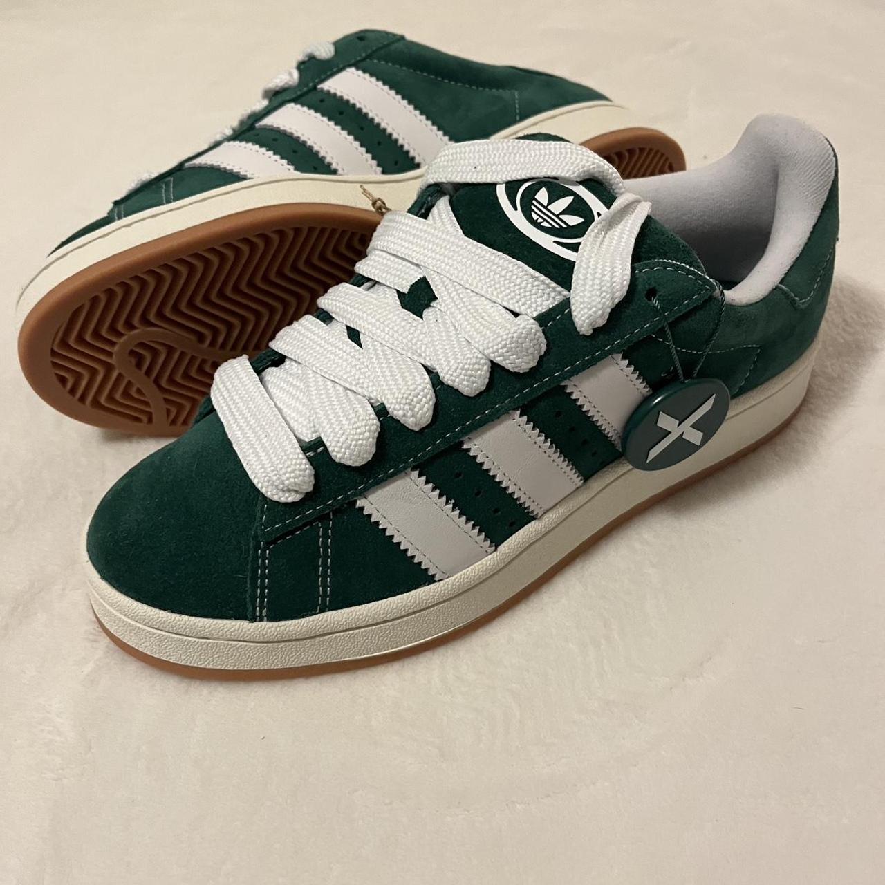 Adidas Men's Green and White Trainers | Depop