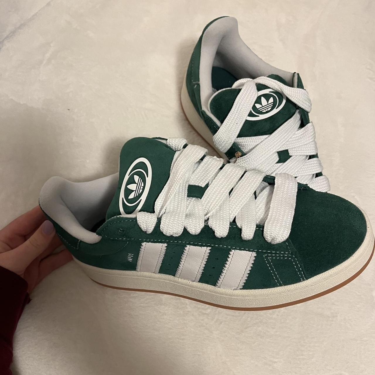 Adidas Men's Green and White Trainers | Depop
