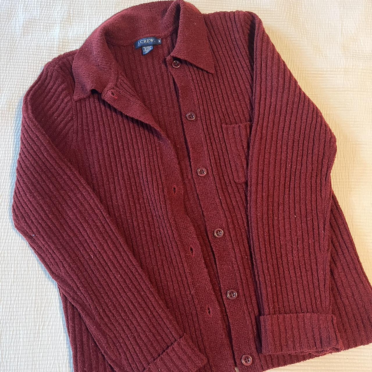 vibtange jcrew ribbed red button up - Depop
