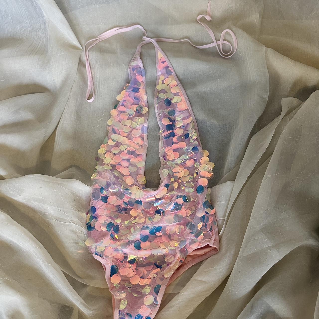 Pink sequin one-piece dancer outfit Got second... | Depop