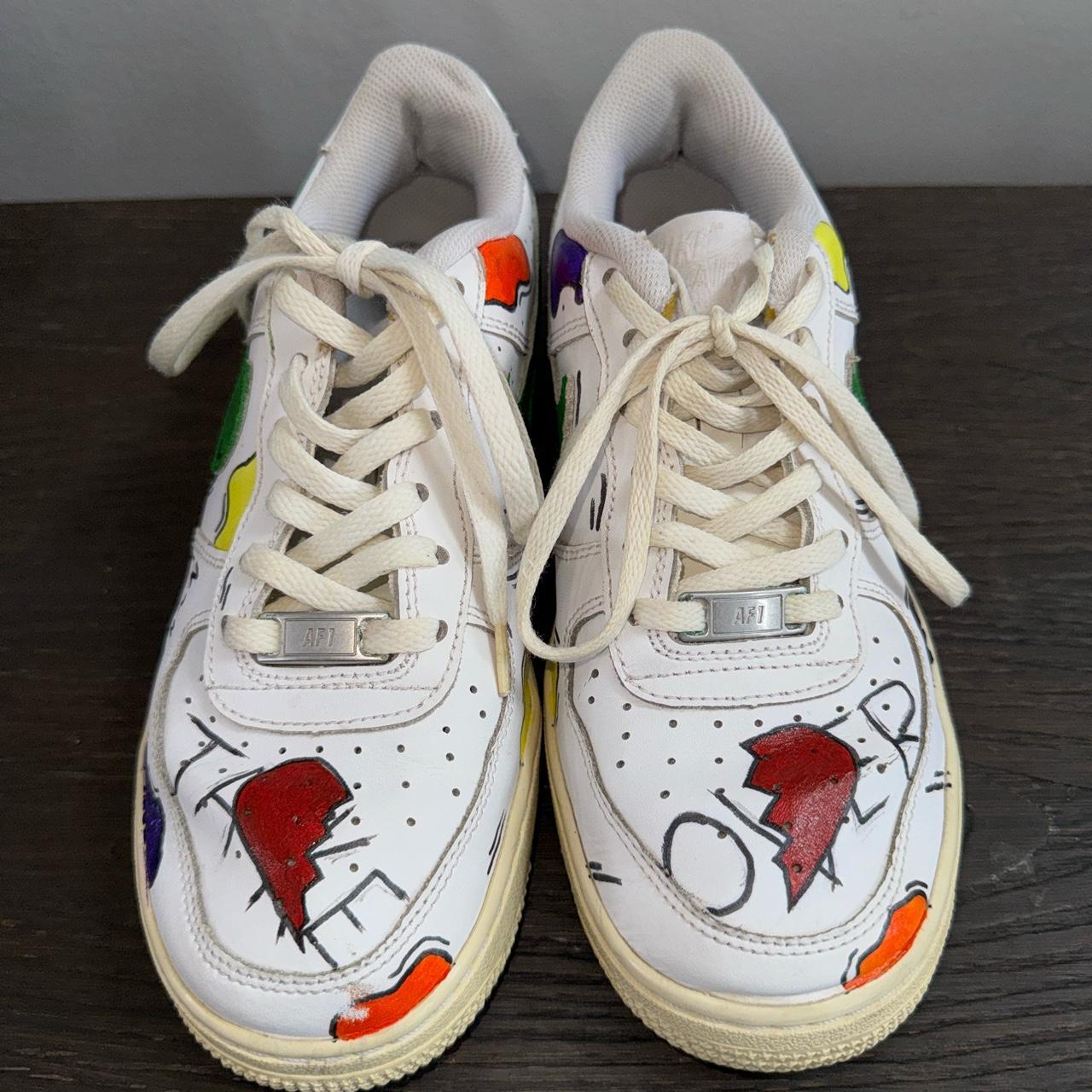 Custom drippy Nike air forces size 5.5y/5.5 mens/7... - Depop