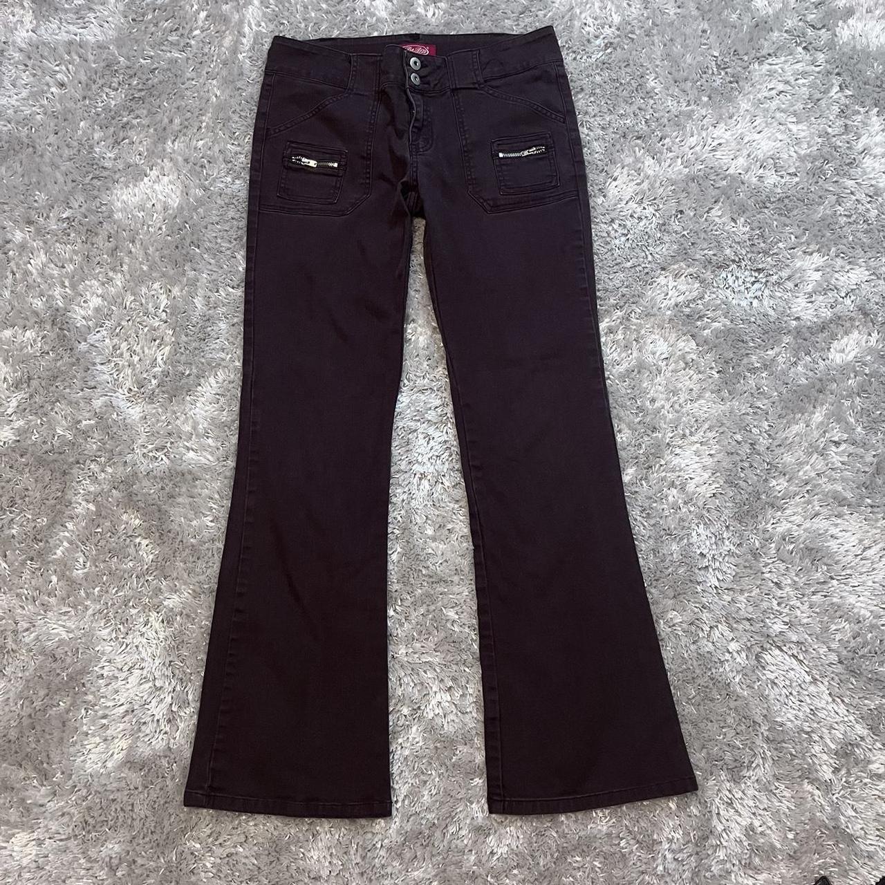 BeBop Y2K Flare Bootcut Low Rise Brown Jeans Zipper... - Depop