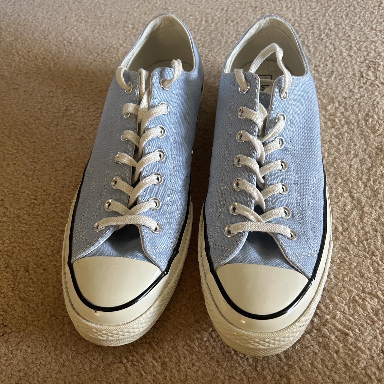 Light Blue Low Top Chuck Taylor Converses Size 11... - Depop