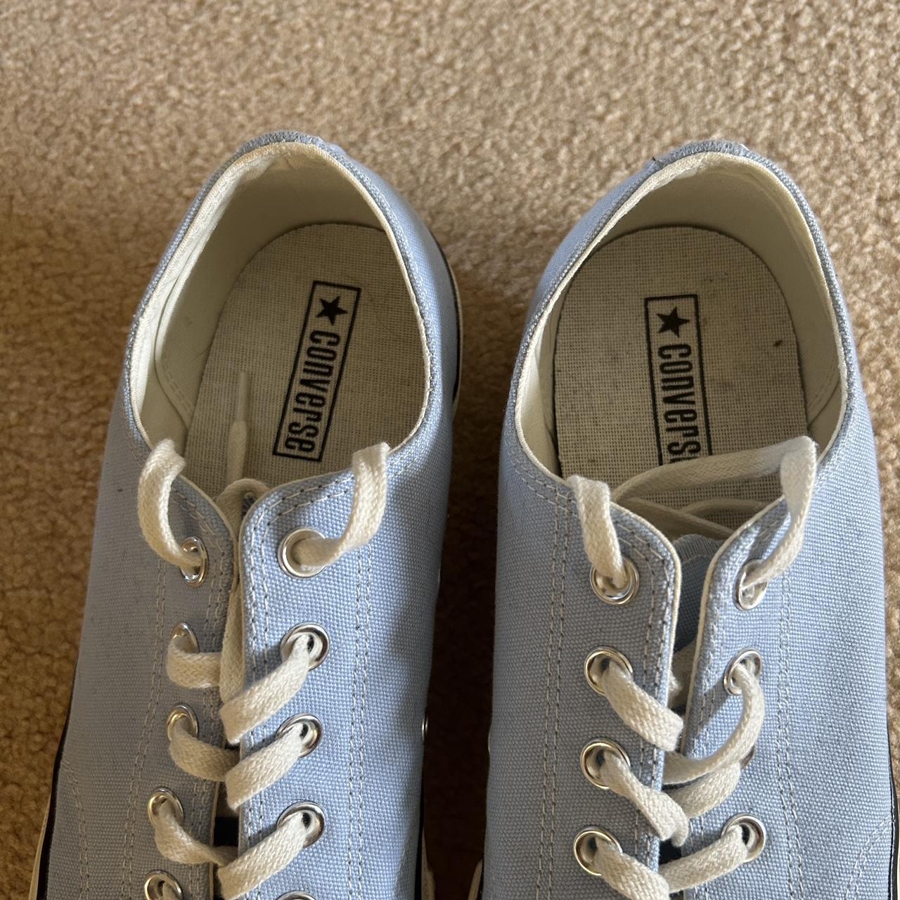 Light Blue Low Top Chuck Taylor Converses Size 11... - Depop