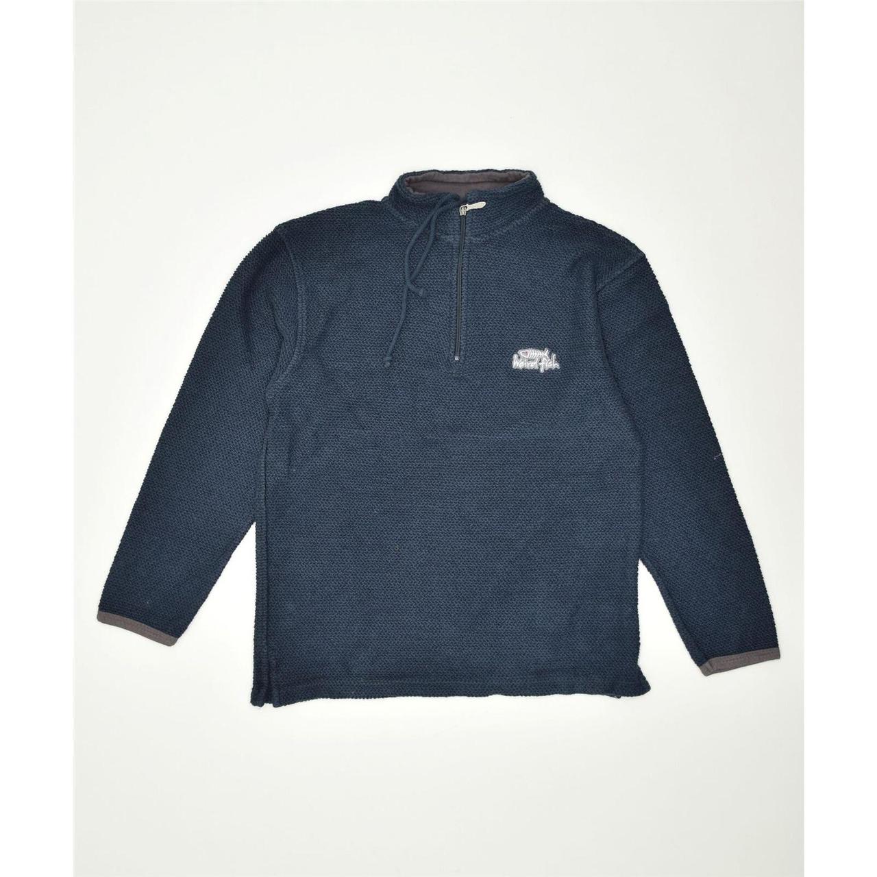 Weird Fish Men's Blue and Navy Jumper | Depop