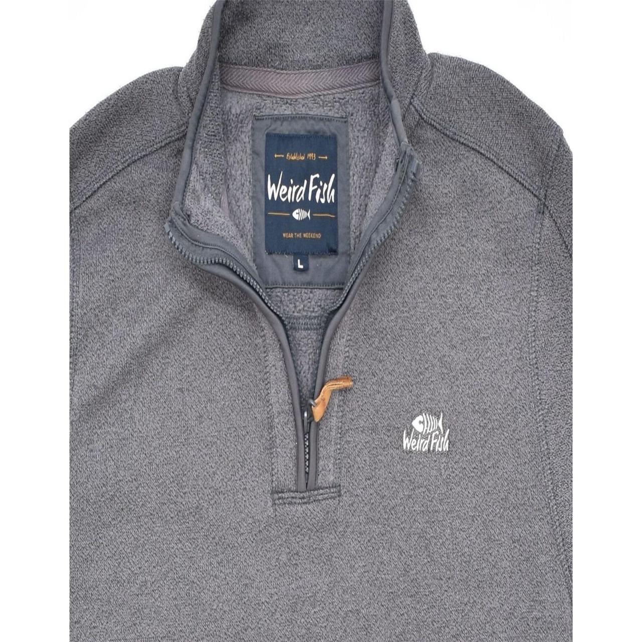 WEIRD FISH Mens Zip Neck Jumper Sweater Large Grey... - Depop