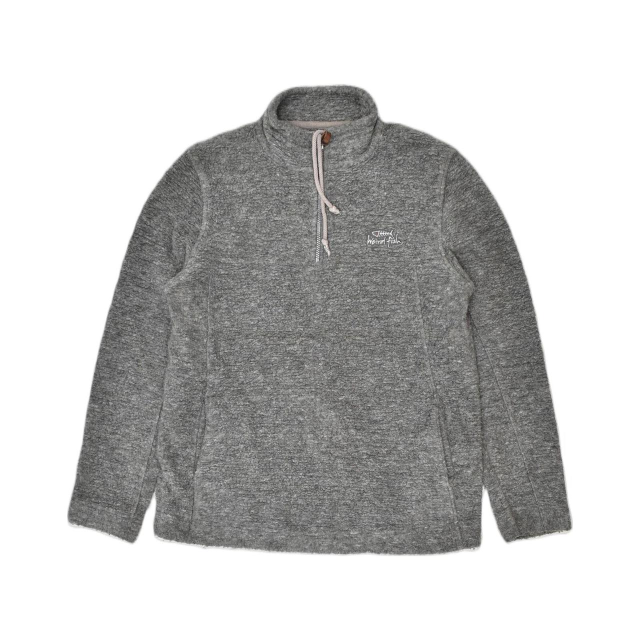 WEIRD FISH Mens Zip Neck Fleece Jumper XL Grey... - Depop