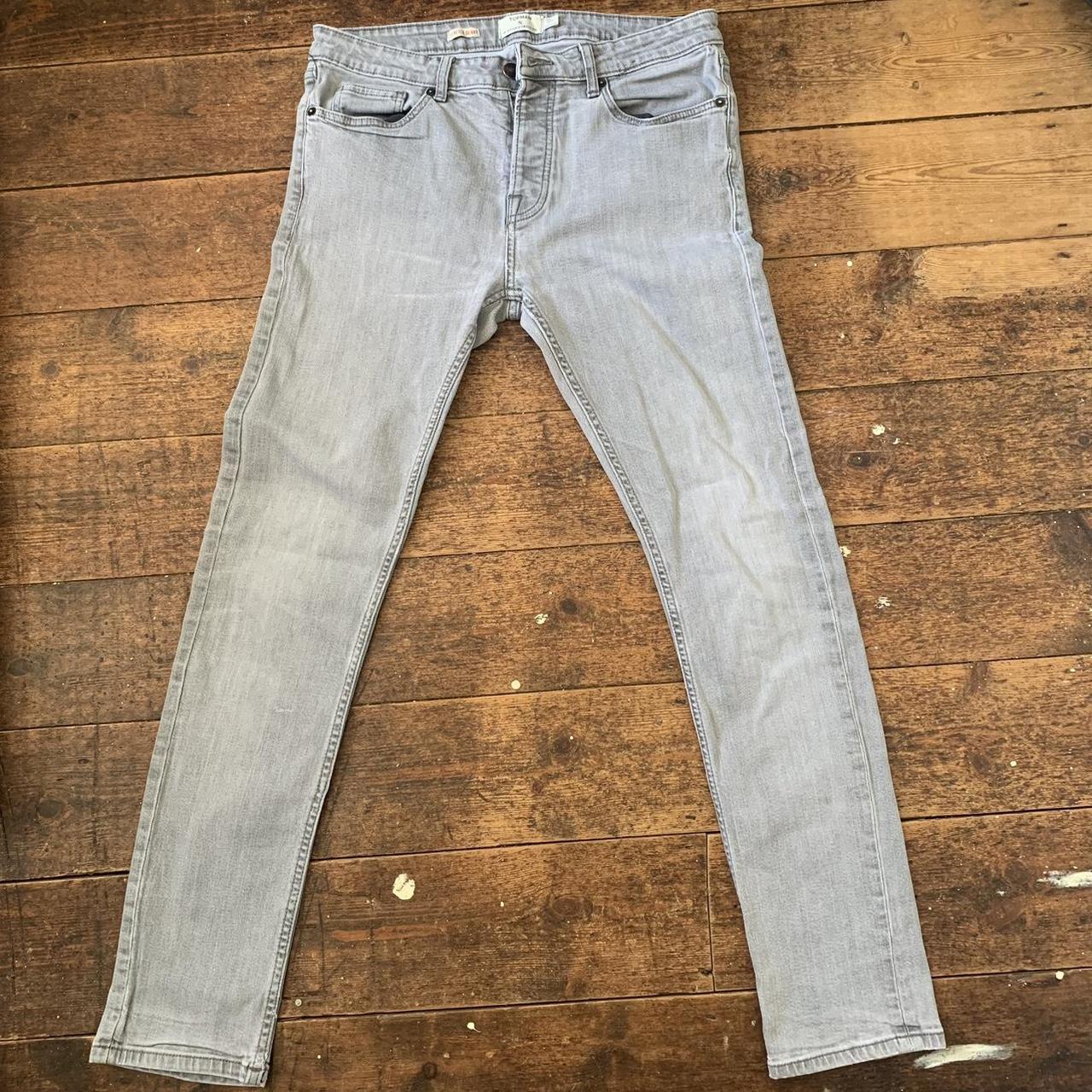 Grey Stretch Skinny Topman Jeans Size: 32R #topman... - Depop