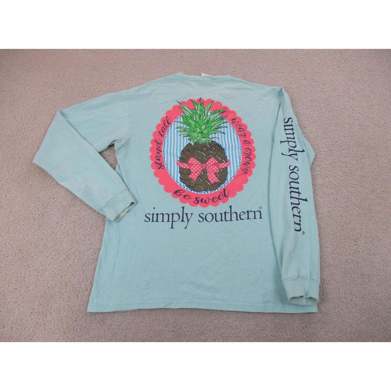Simply Southern Shirt Womens Medium Blue Pink... - Depop