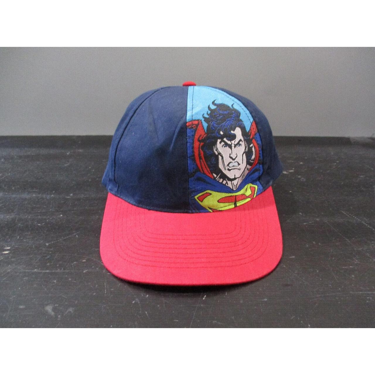 VINTAGE Superman Hat Cap Snap Back Blue Red DC... - Depop